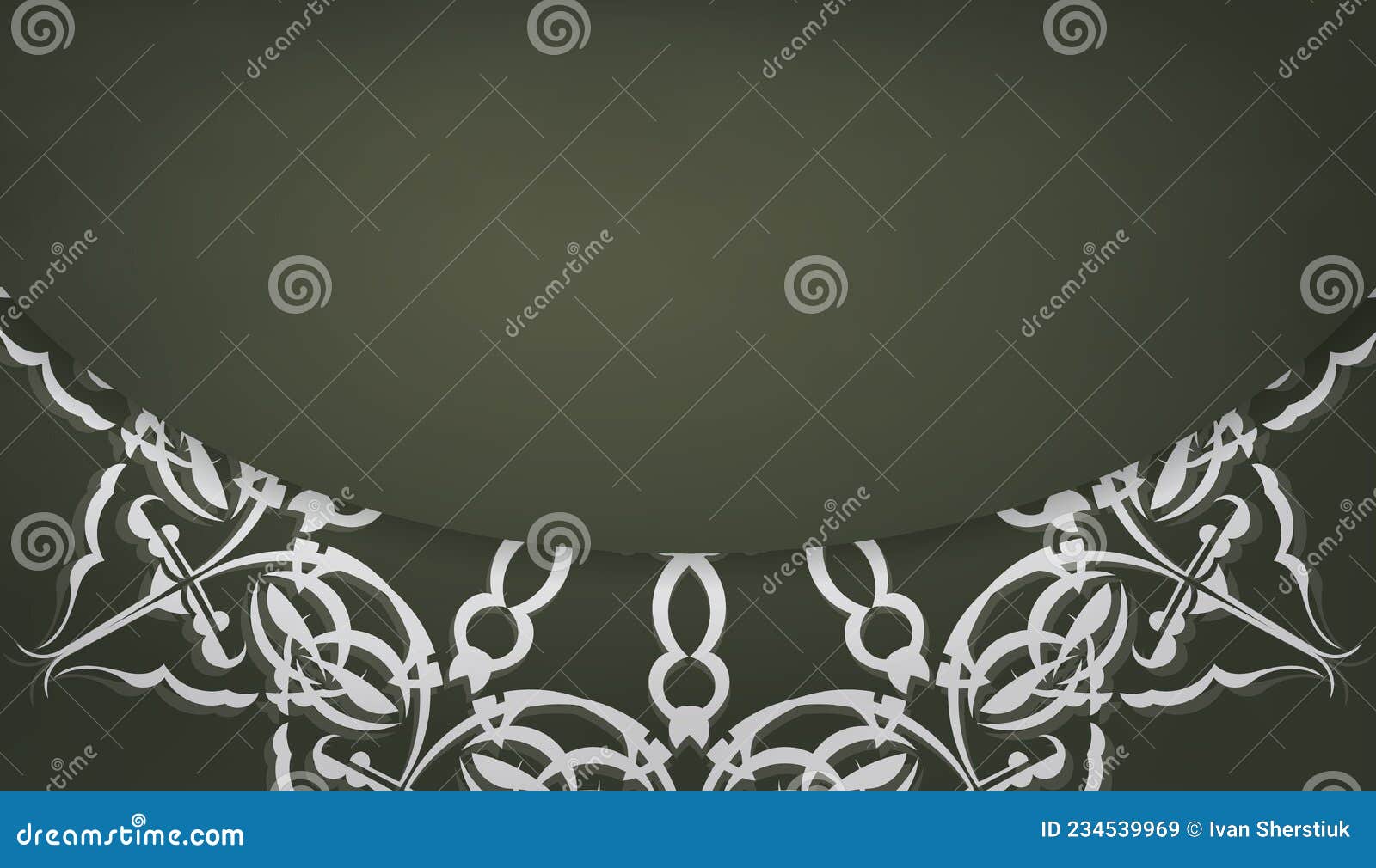 Dark Green Banner Template With Luxurious White Pattern And Space For Your Logo Stock Vector