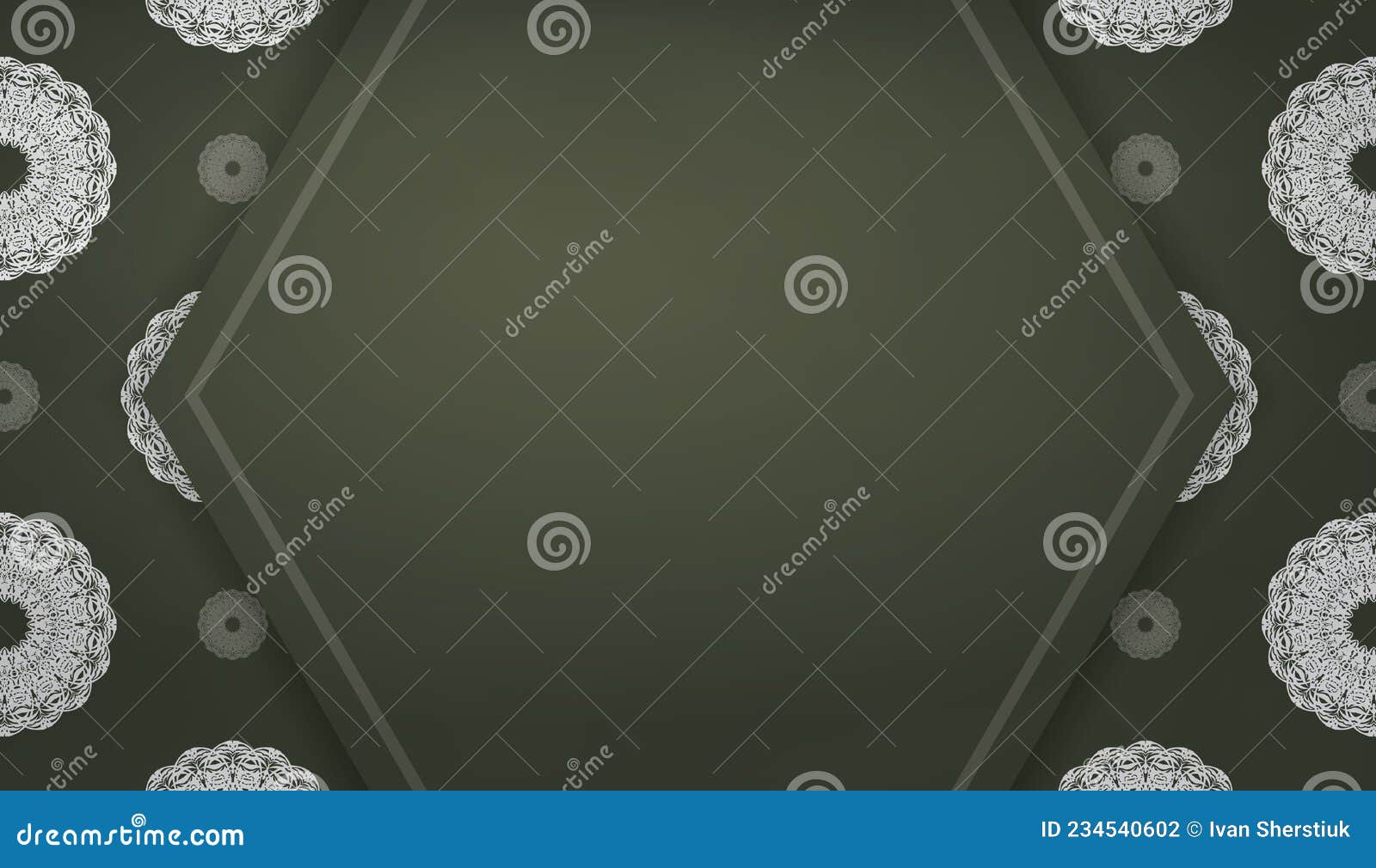 Dark Green Banner Template with Vintage White Pattern for Logo Design ...