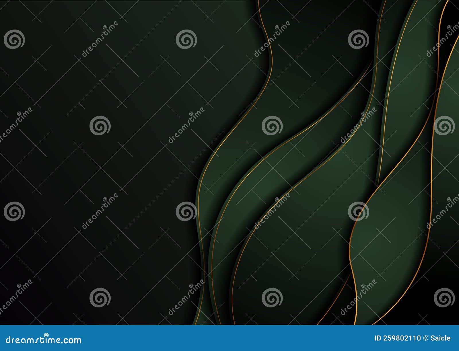 Dark Green Corporate Wavy Background with Golden Lines Stock ...