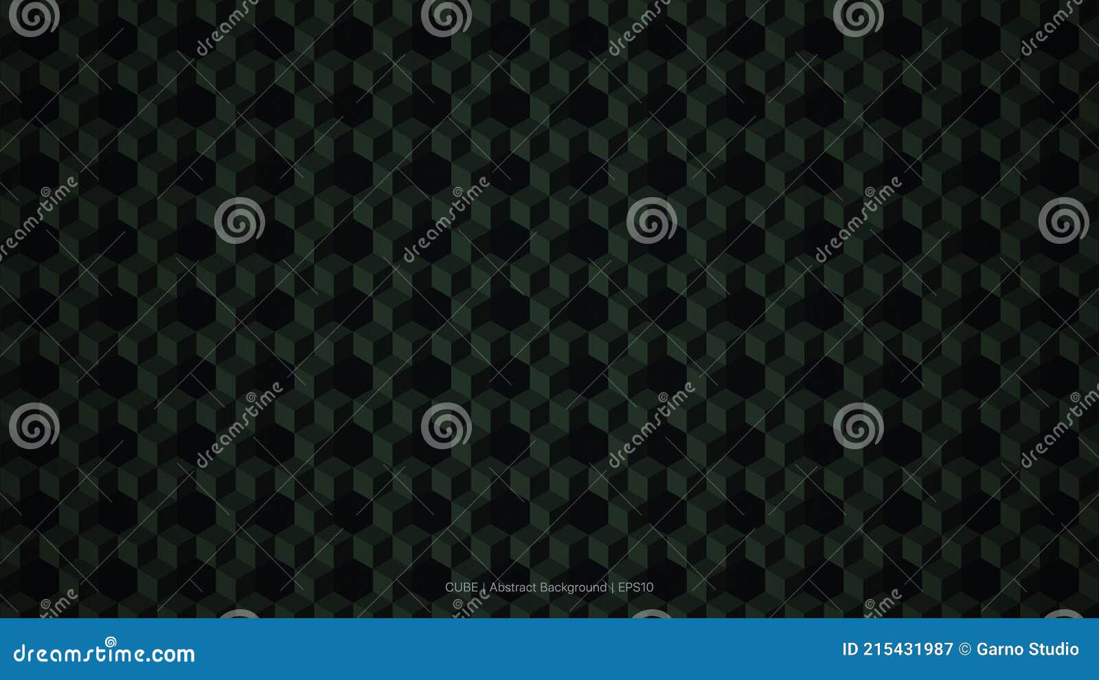 Dark Green Cube Geometric Abstract Background. Cube Pattern Background ...