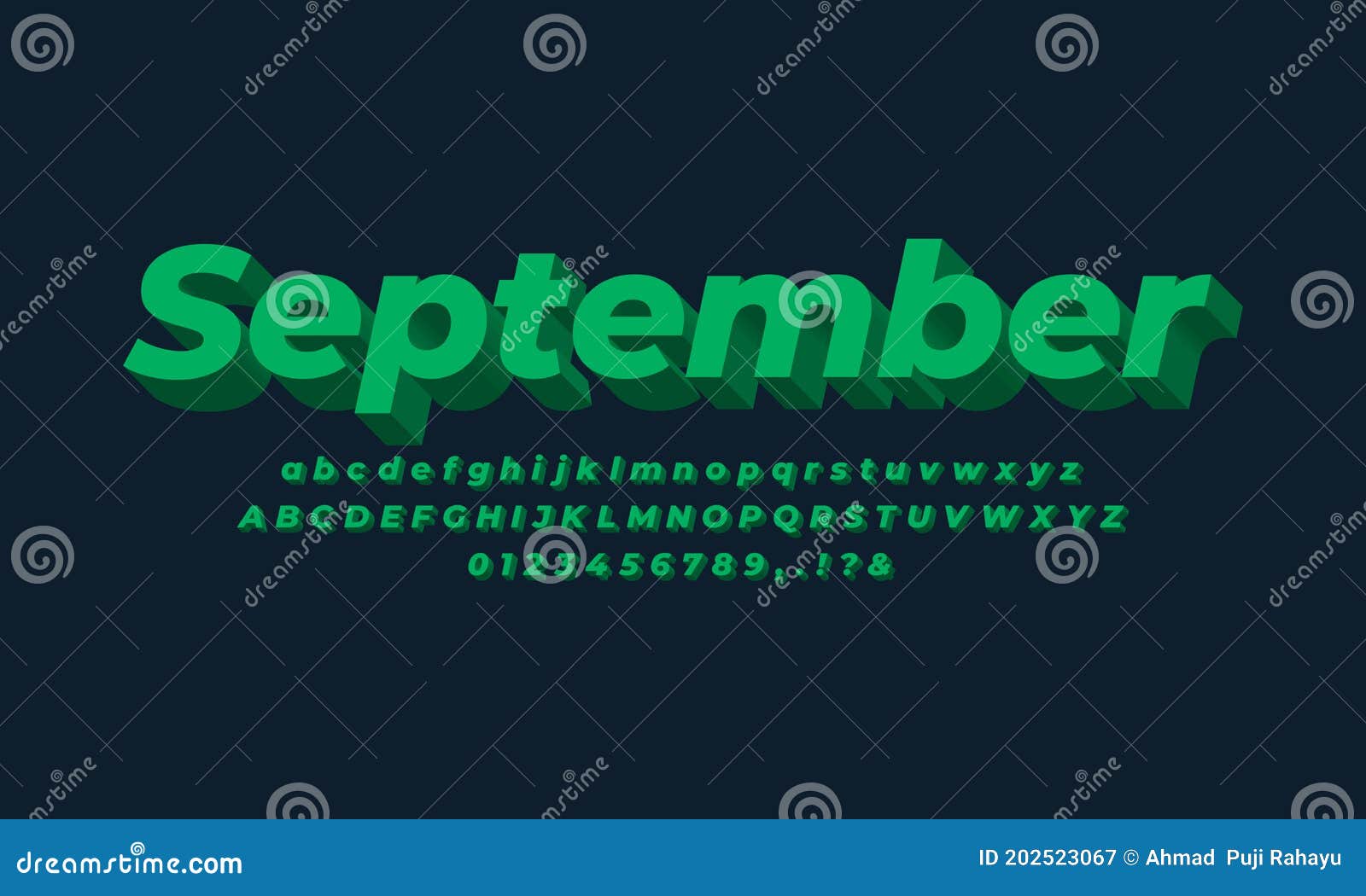 Dark Green 3d Font Effect or Text Effect Design Alphabet Stock Vector ...