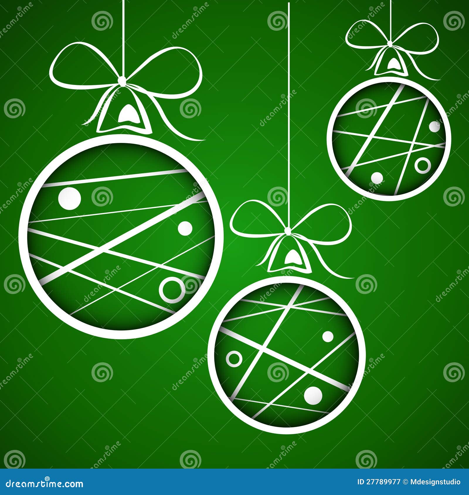 Dark Green Dotted Scribbled Christmas Balls Stock Illustration ...