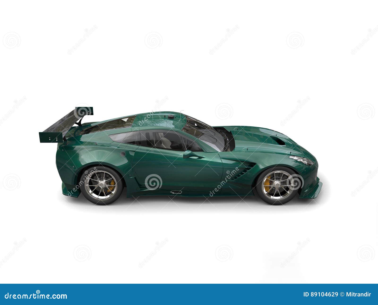 Dark Green Endurance Race Car - Side View Stock Image - Image of ...