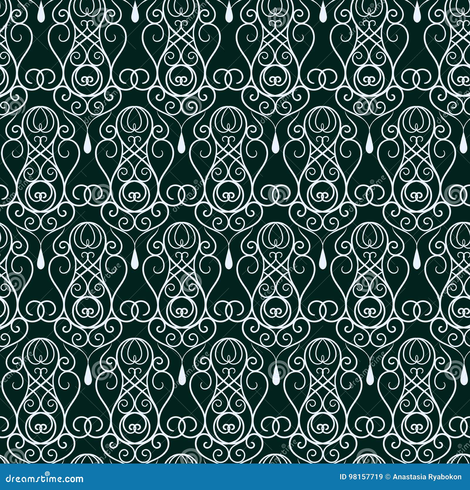 Dark Green Flourish Ornament Pattern Abstract Vector Stock Vector ...