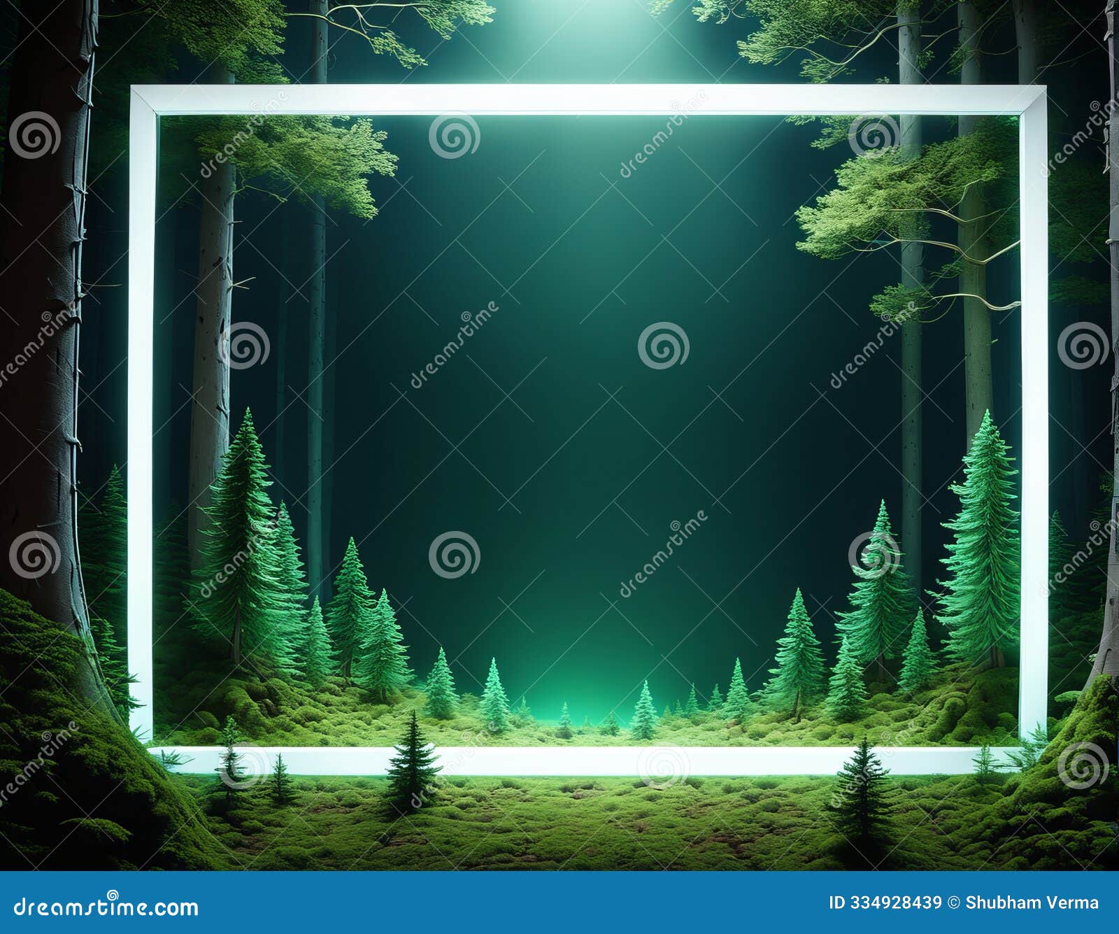 Dark Green Forest with Empty Floor, 3d Rendering Dark Green Forest with ...