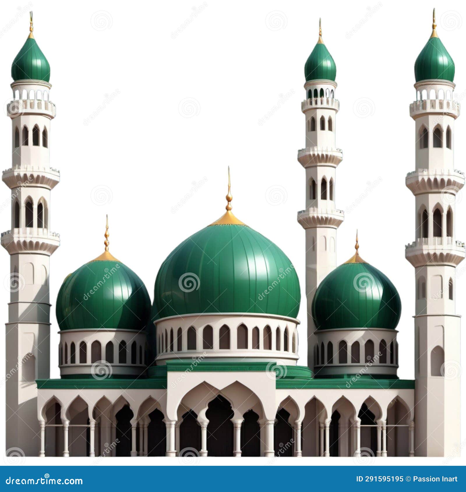 Dark Green Islamic Mosque Isolated on White Background Stock ...