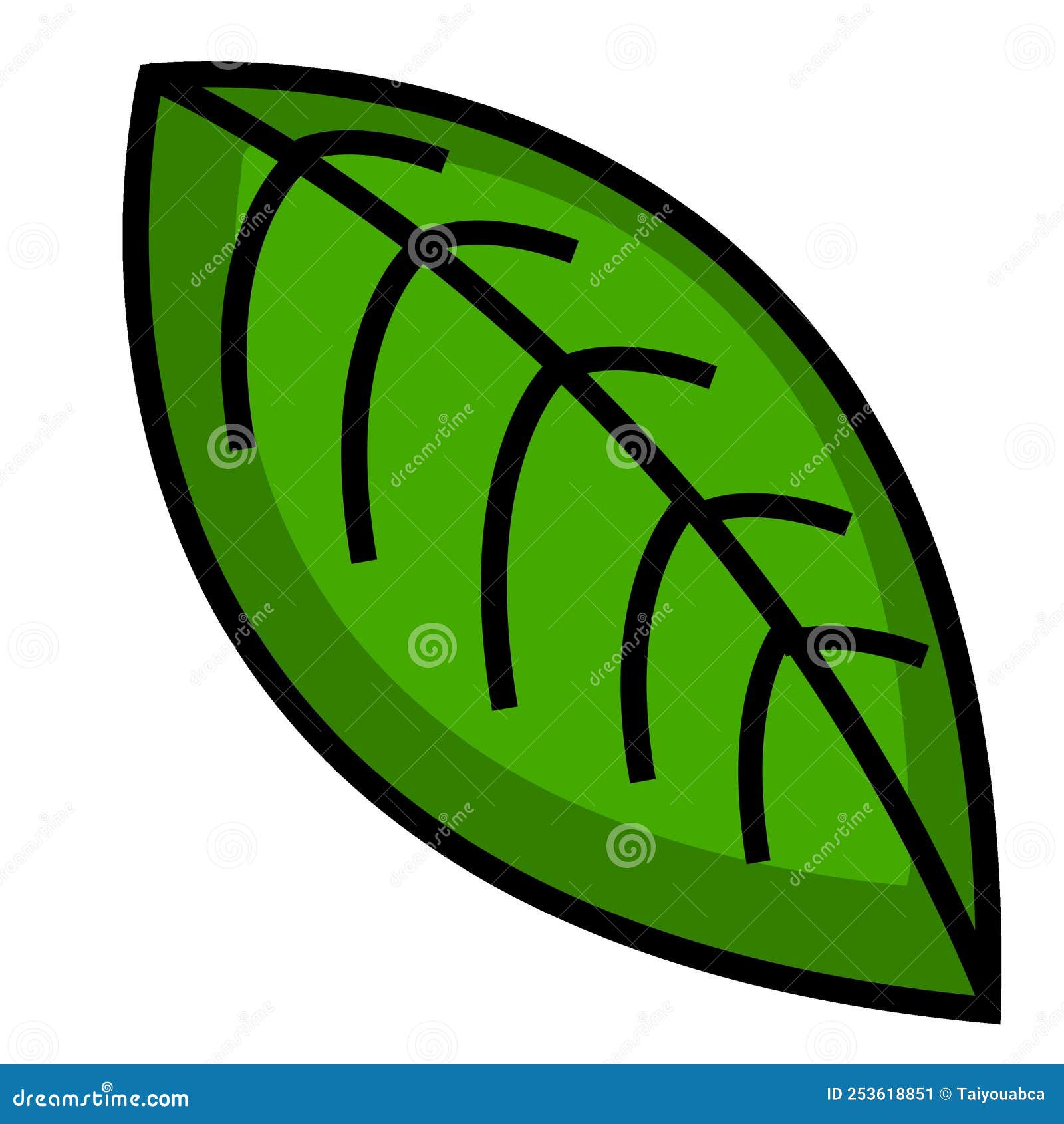 Dark Green Leaf With White Background Cartoon Royalty-Free Stock Photo ...