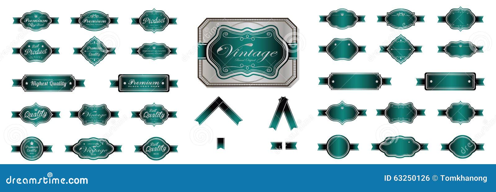 Dark Green Luxury Labels Retro Style Design Stock Vector - Illustration ...