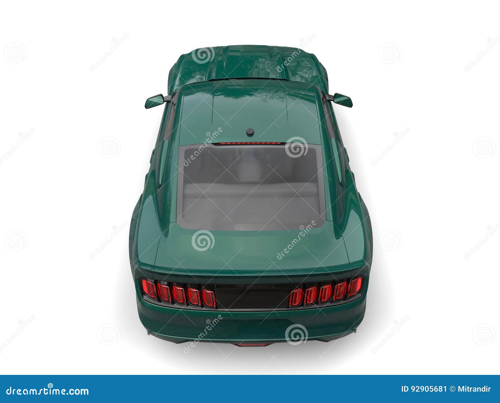 Dark Green Modern Muscle Car - Top Down View Stock Illustration ...