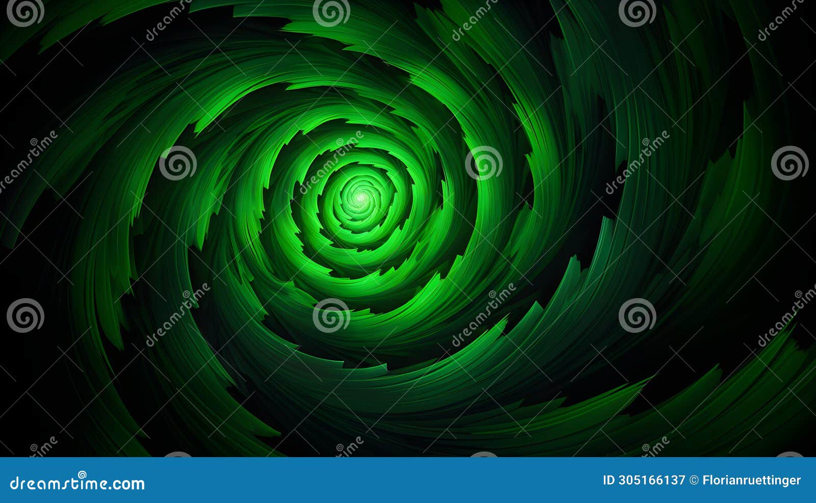 Dark Green Psychedelic Spiral Pattern. Hypnotic Abstract Background ...