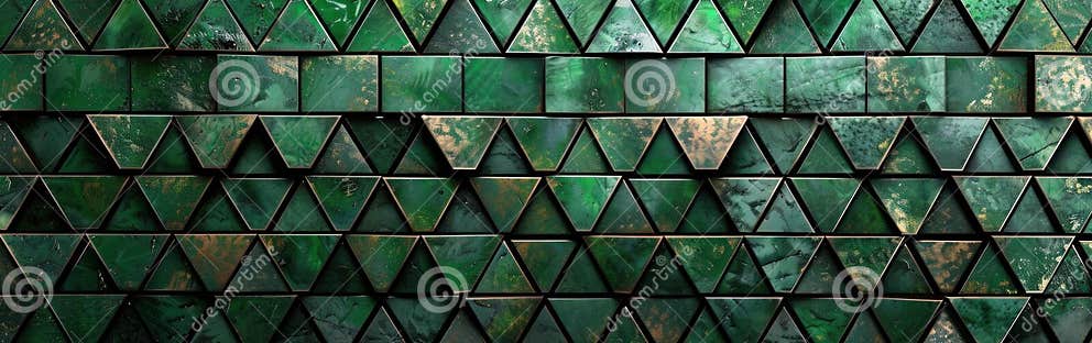 Dark Green Triangular Mosaic Tile Texture with Geometric Fluted ...