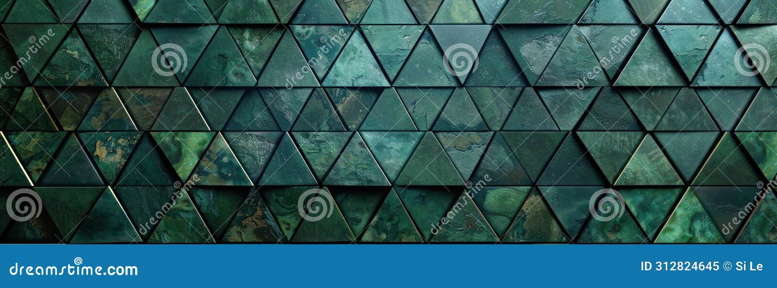 Dark Green Triangular Mosaic Tile Texture with Geometric Fluted ...