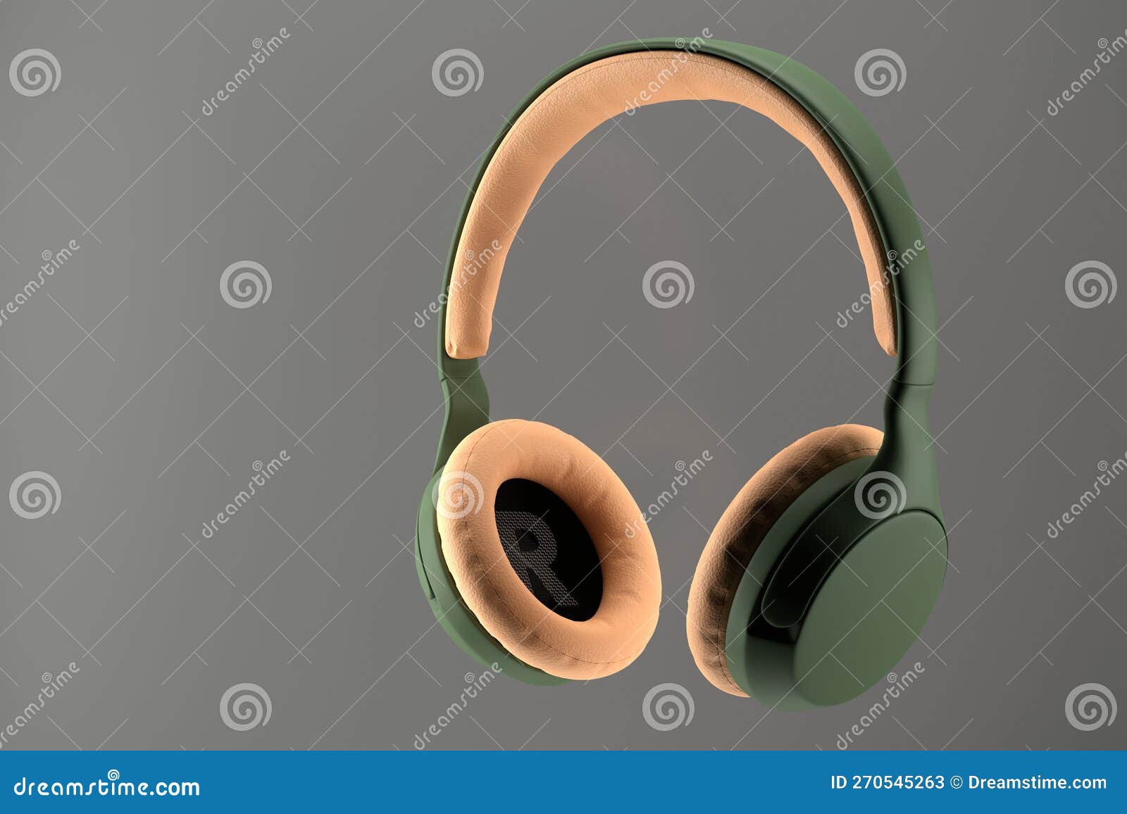 Dark Green Wireless Headphones with Light Leather Elements, 3D ...