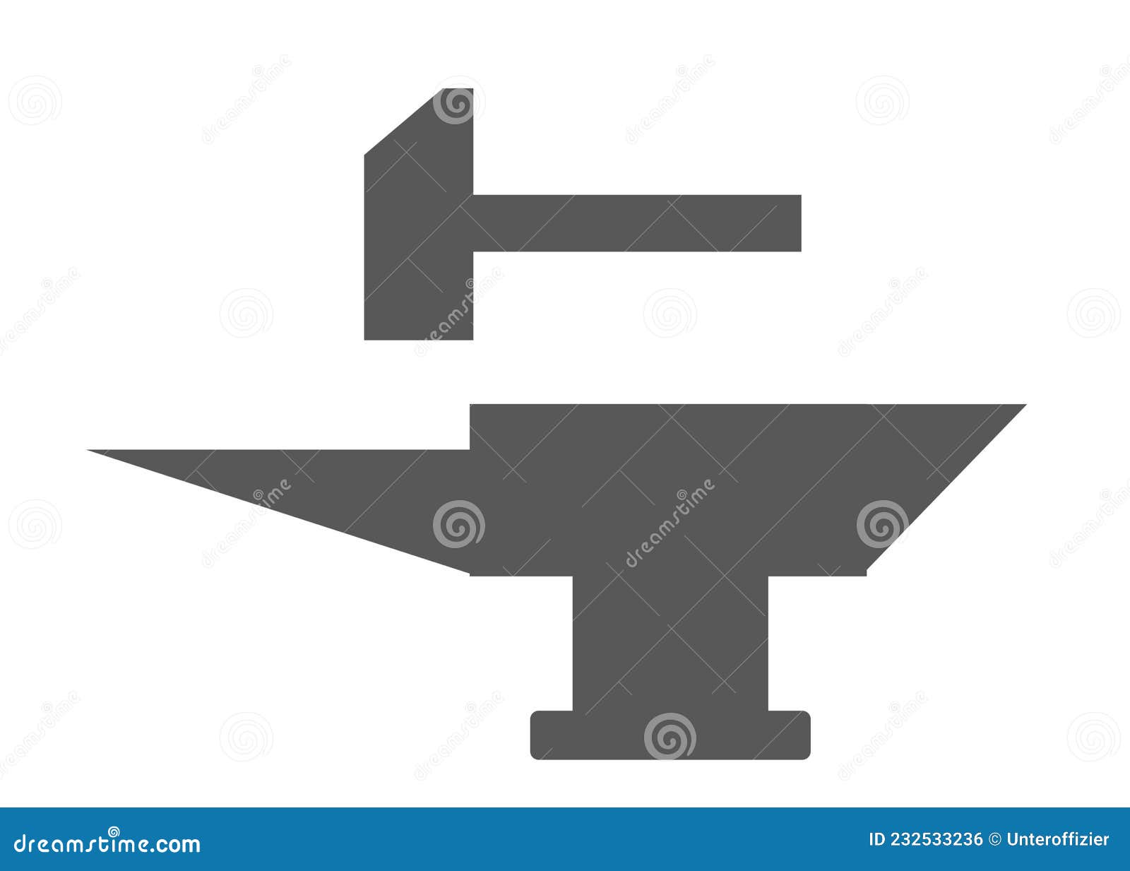 A Dark Grey Anvil and Forge Hammer Symbols Icons Against a White ...