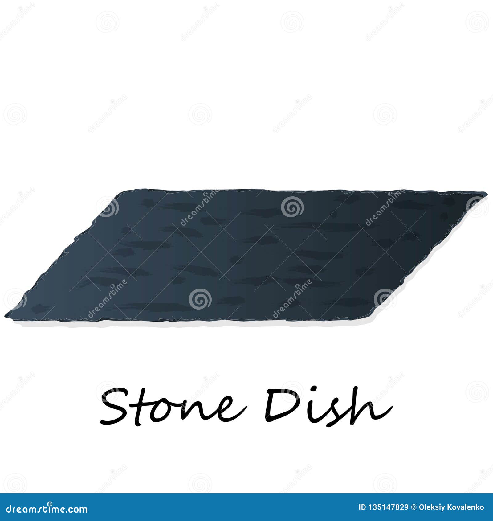 Dark Grey Black Slate Board for Dishes on White Background Stock Vector ...