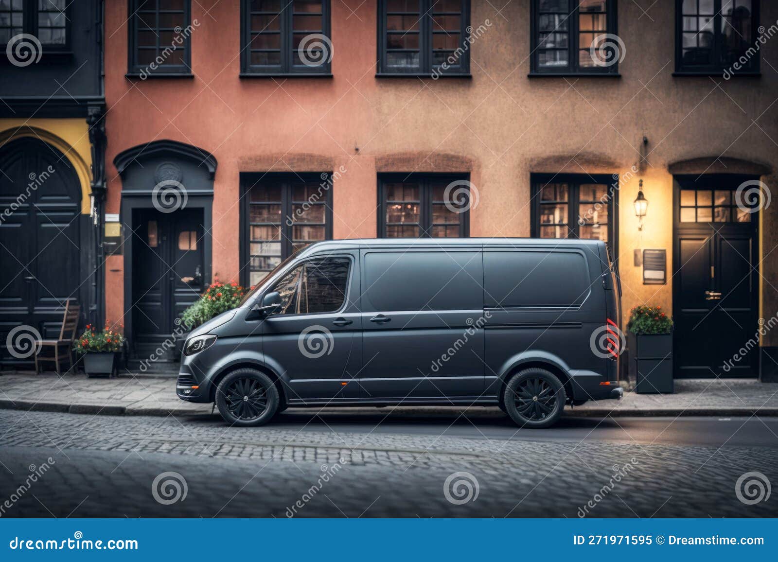 Dark grey cargo van stock illustration. Illustration of commercial ...