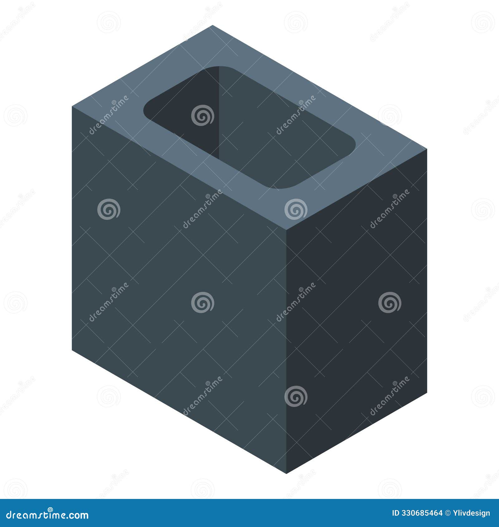 Dark Grey Concrete Block Standing Upright Isometric View Stock ...