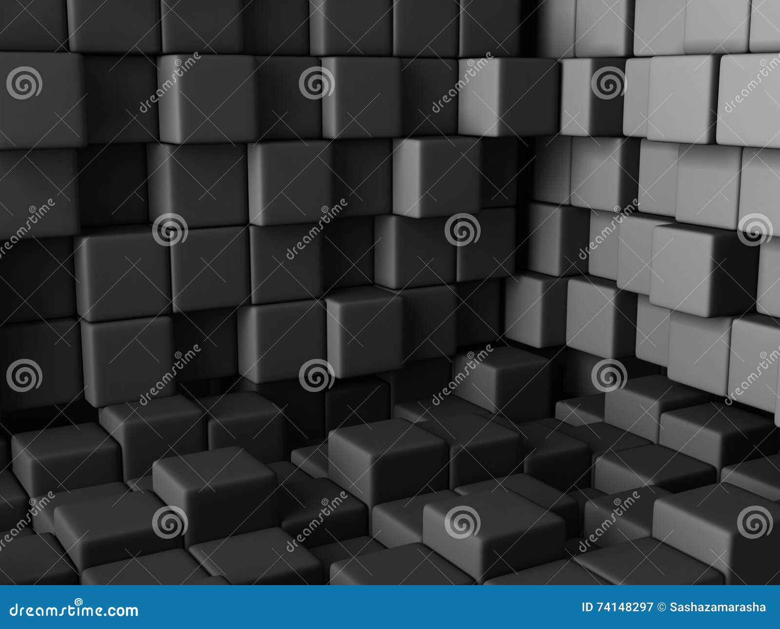 Dark Grey Cube Blocks Wall Background Stock Illustration - Illustration ...