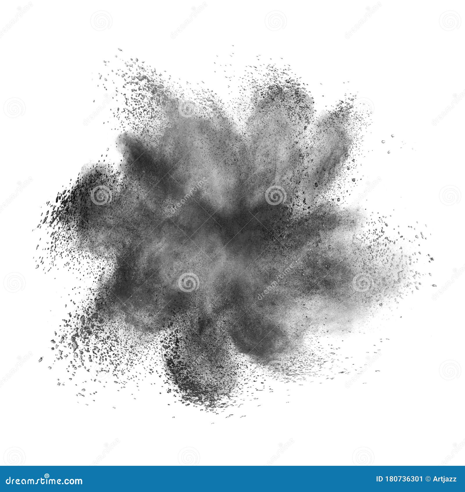 Dark Grey Dust Splash or Explosion on a White Background. Stock Image ...