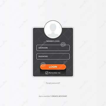 Dark Grey Login Form Web Page Design Template or Mock Up. Mobile ...