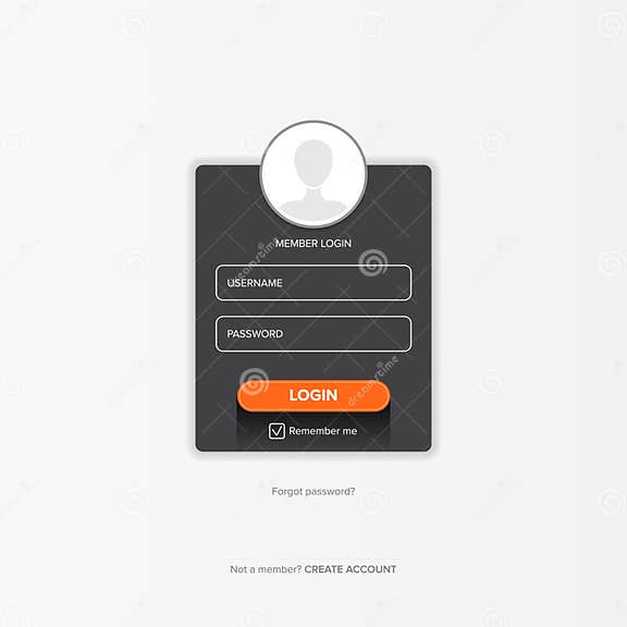 Dark Grey Login Form Web Page Design Template or Mock Up. Mobile ...
