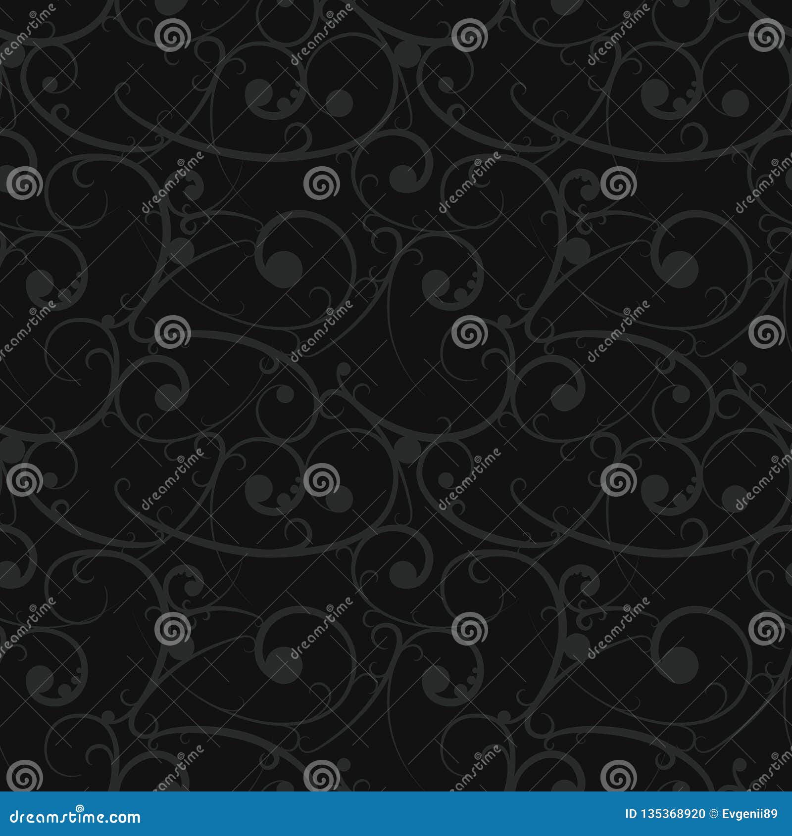 Dark Grey Luxury Baroque Seamless Pattern in Victorian Style Stock ...