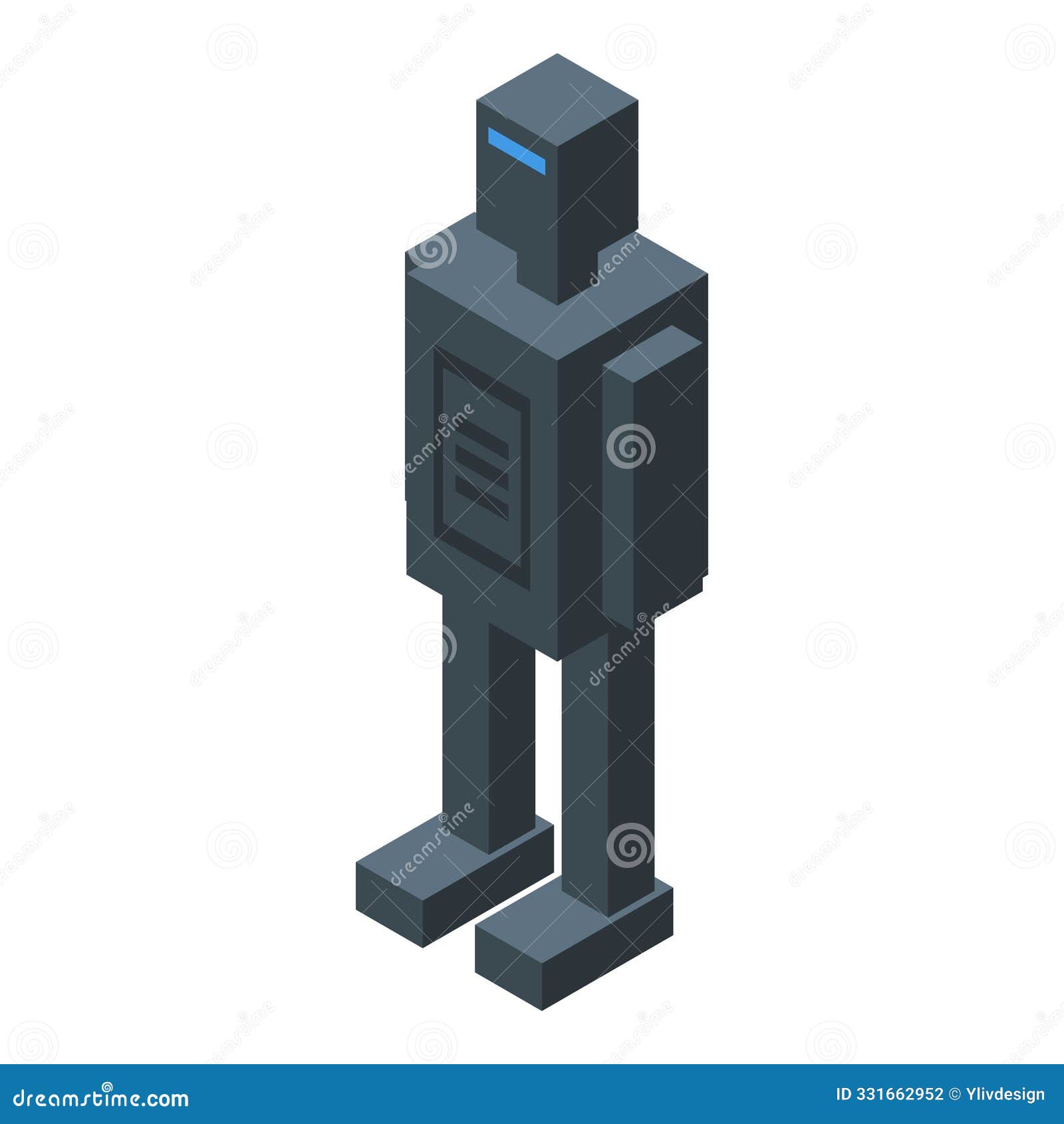 Dark Grey Robot Standing on a White Background Stock Illustration ...
