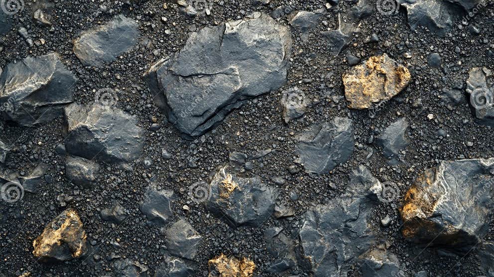 Dark Grey Rocks Embedded in Dark Gravel Stock Illustration - Illustration of ground, uneven ...