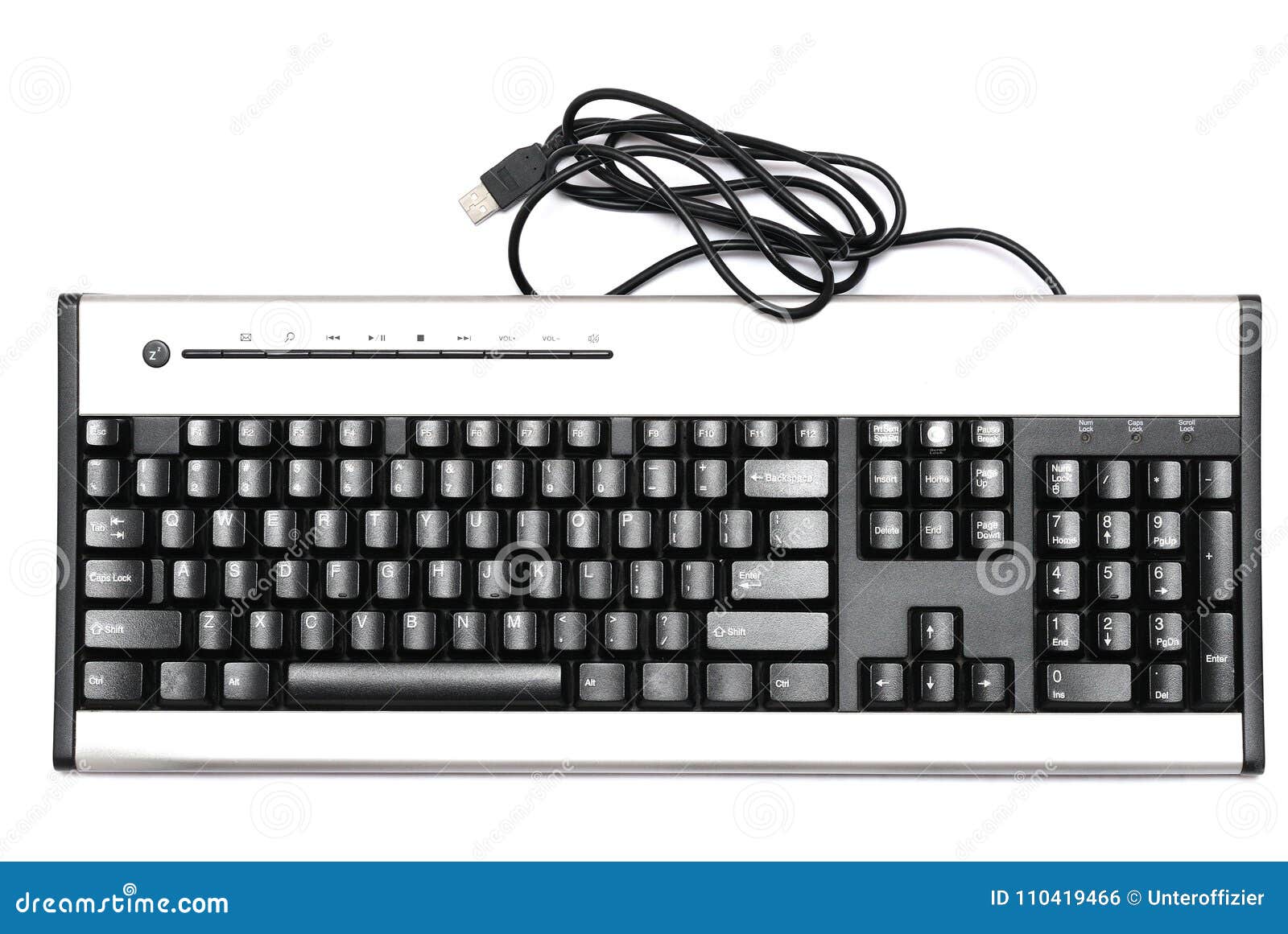 A Dark Grey and Silver Colored Computer Wired Keyboard Stock Photo ...