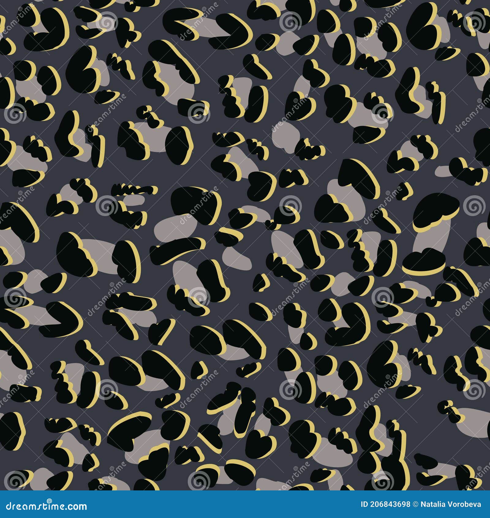 Dark Grey Snow Leopard Pattern Design. Animal Seamless Texture Stock ...