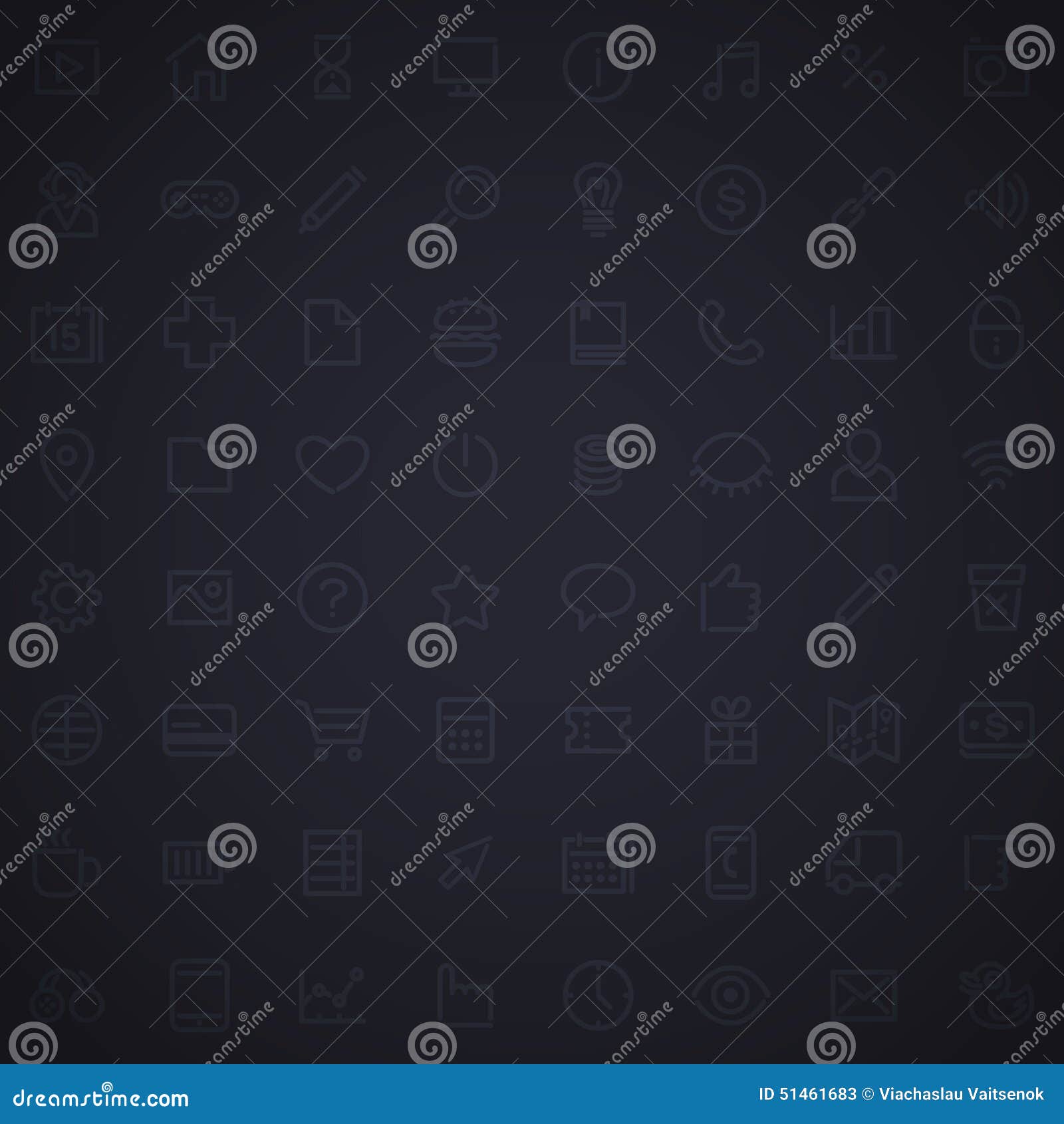 Dark Grid Seamless Pattern with Web Icons Stock Vector - Illustration ...