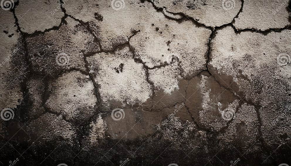 Dark, Gritty Wall Surface with Cracks and Discoloration, Creating a ...