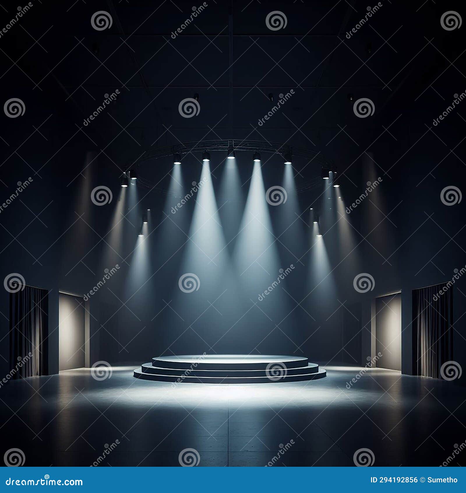 Dark Hall Empty Wiht Spotlight for Exhibition. Created with Generative ...