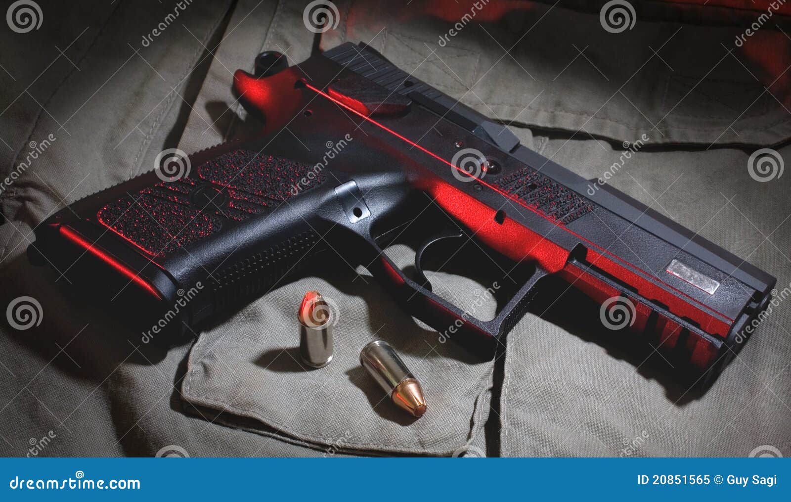 Dark handgun stock image. Image of pistol, copper, shells - 20851565
