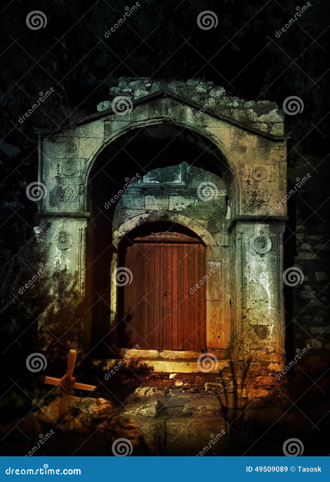 Dark Haunted Forest With Path, Spooky Misty Trees In Fairy Tale Woods ...