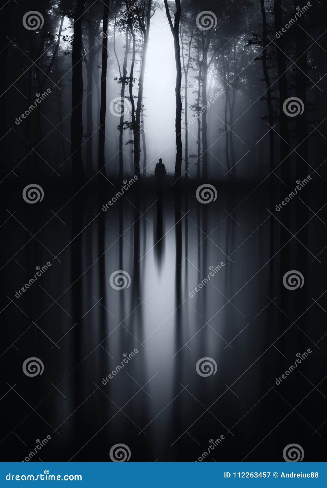 Dark Haunted Lake in the Forest Stock Image - Image of gloomy, haze ...
