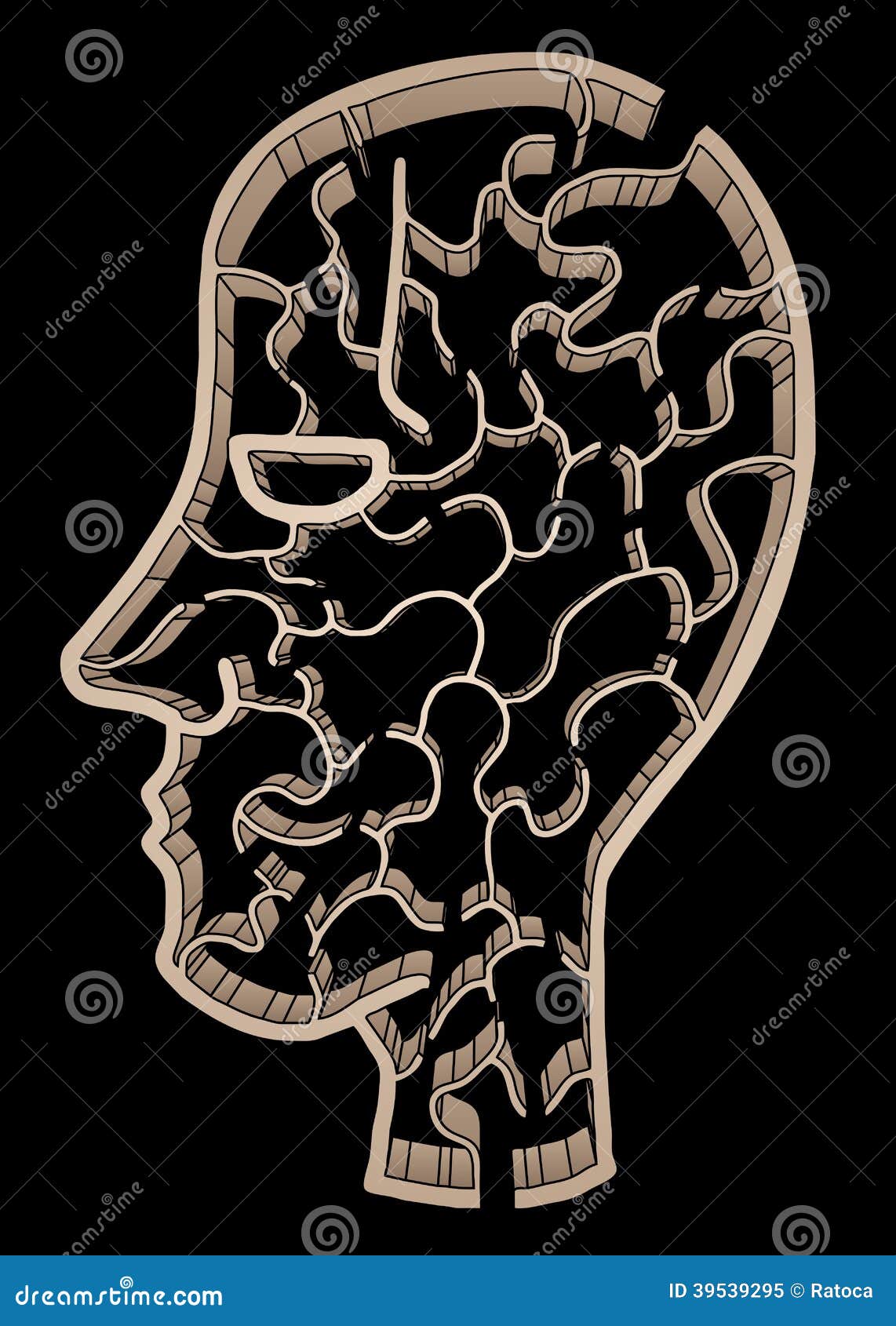 Dark head stock vector. Illustration of escape, distraction - 39539295