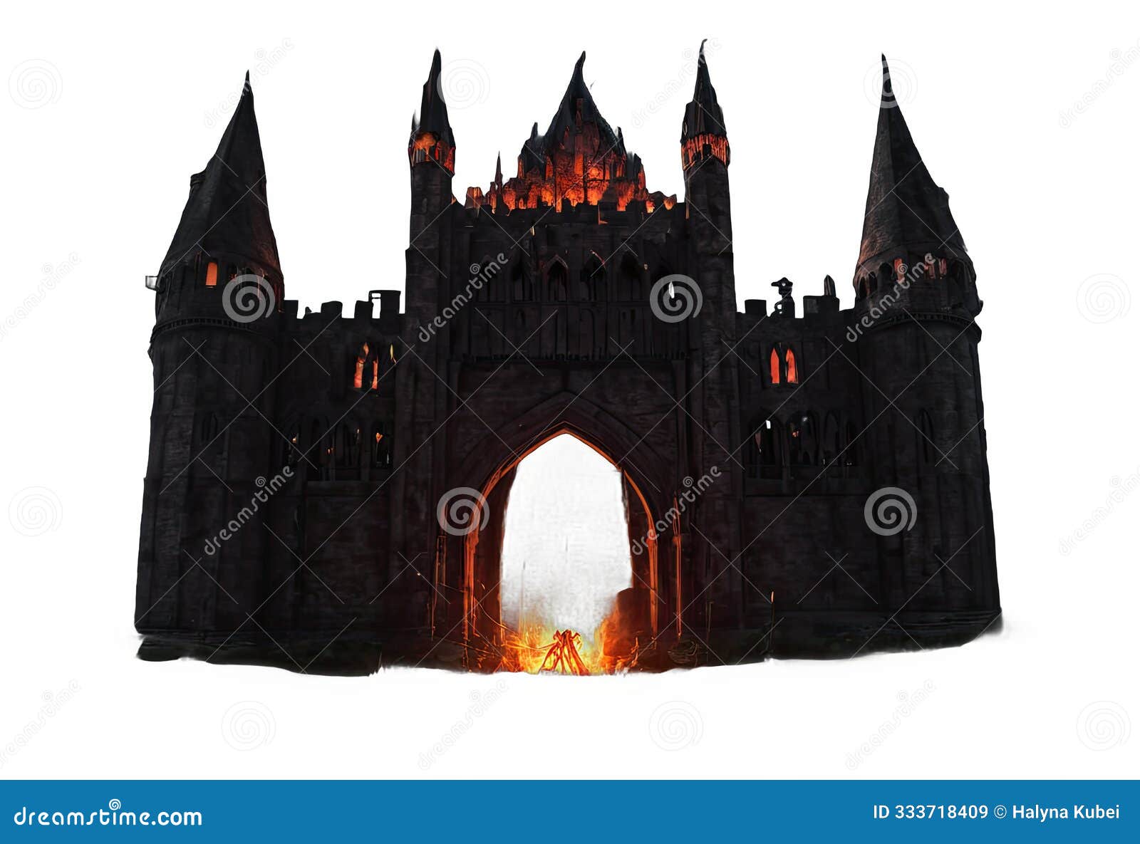 Dark Hell Gate in Fire. Isolated Transparent Background Stock Image ...