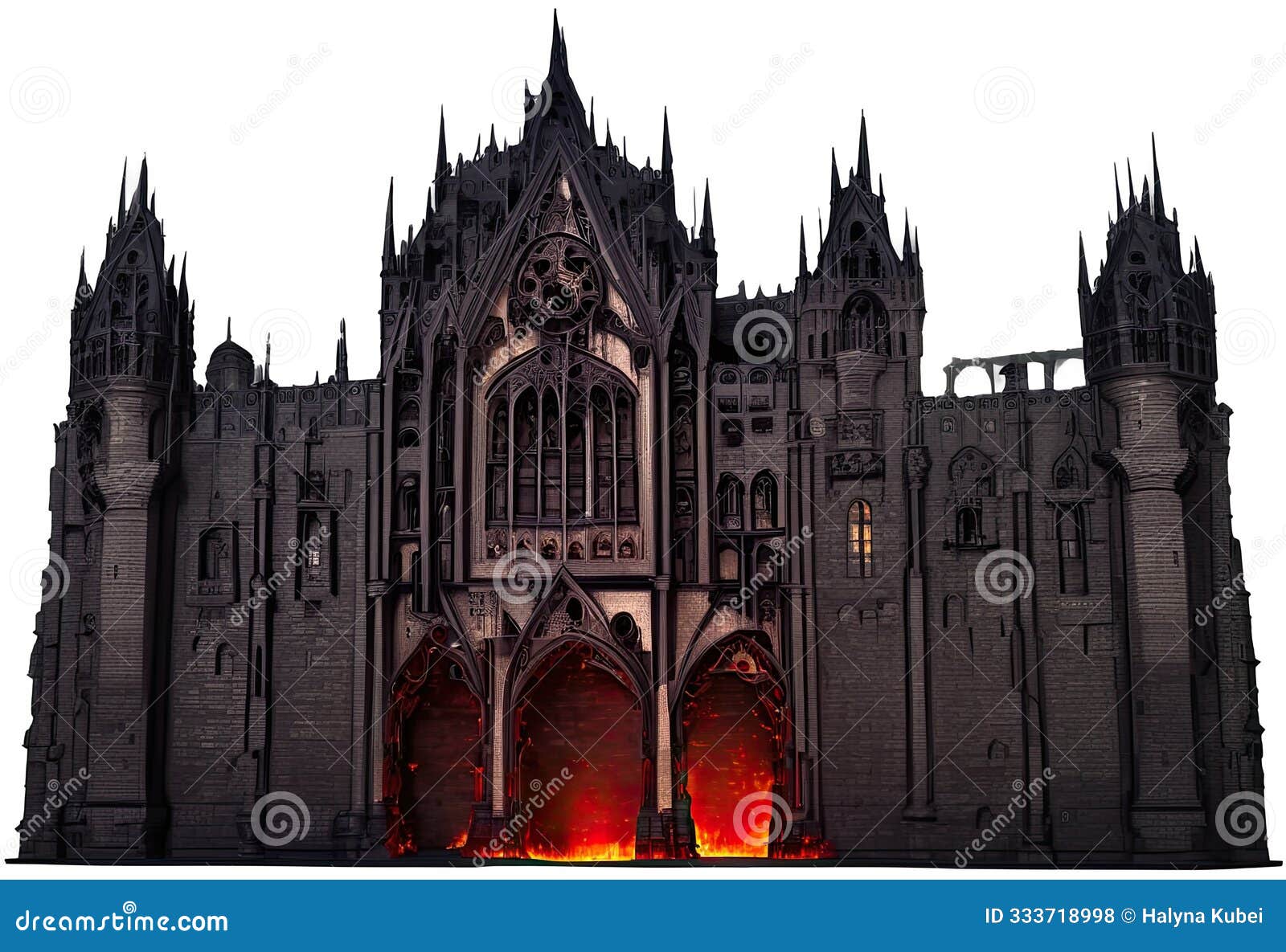 Dark Hell Gate in Fire. Isolated Transparent Background Stock Photo ...