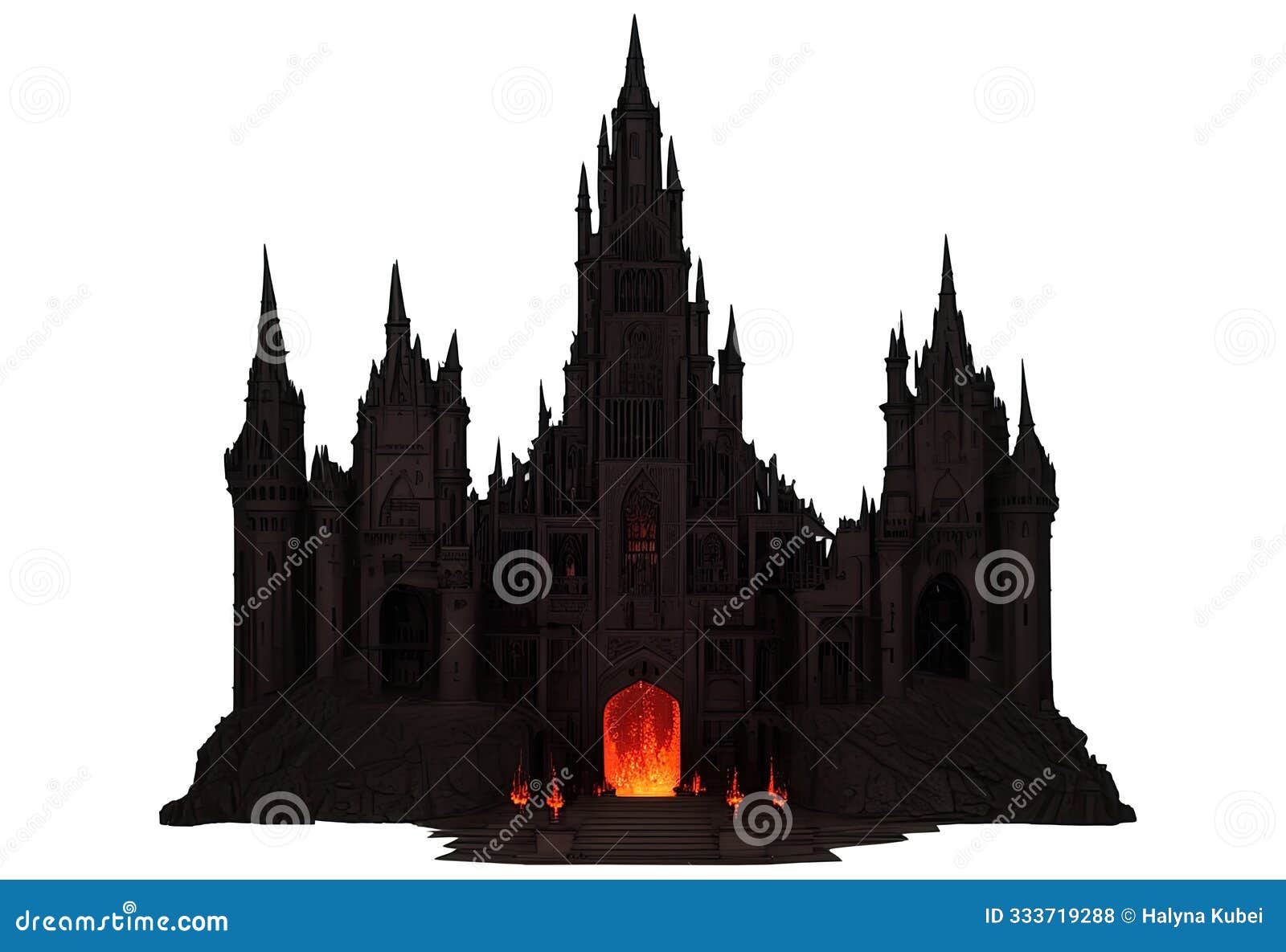 Dark Hell Gate in Fire. Isolated Transparent Background Stock Photo ...