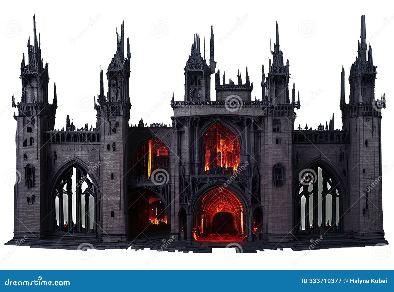 Dark Hell Gate in Fire. Isolated Transparent Background Stock Image ...