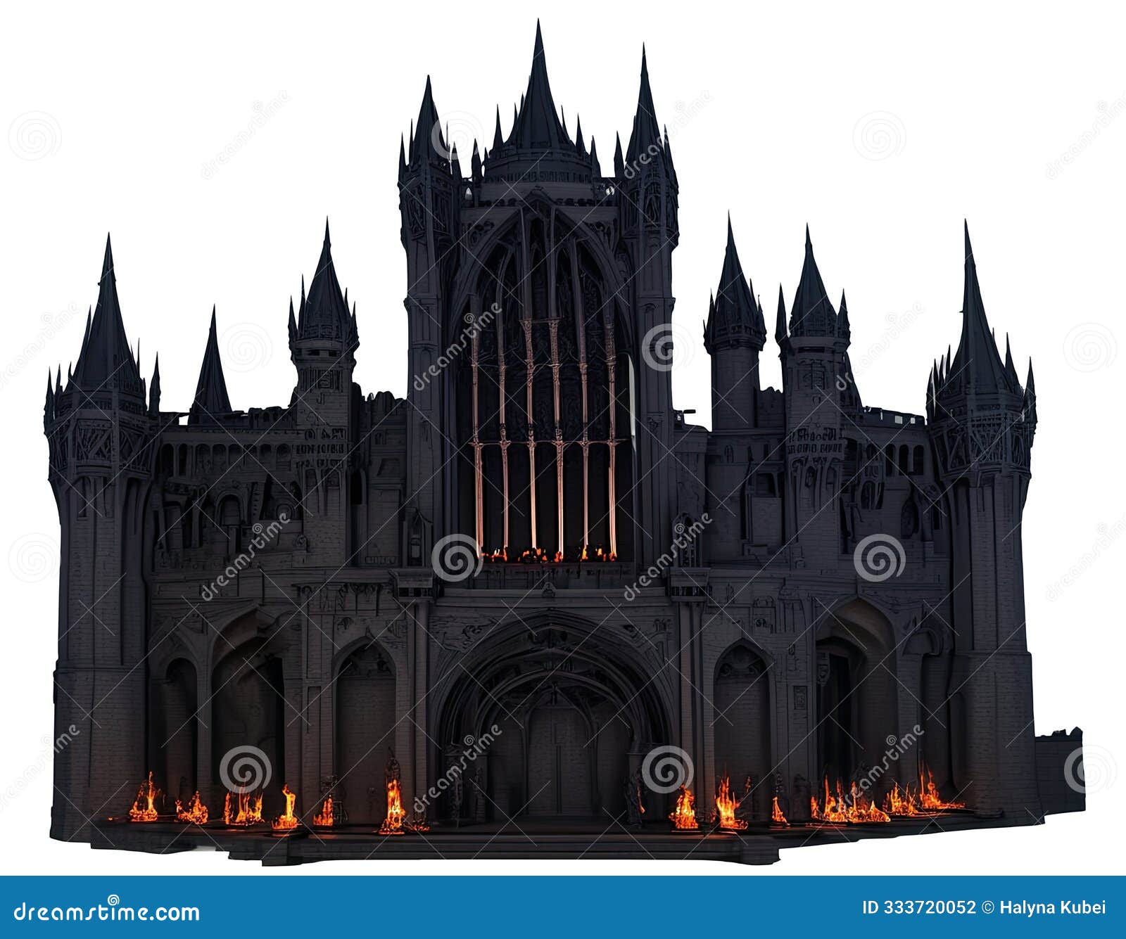 Dark Hell Gate in Fire. Isolated Transparent Background Stock Photo ...