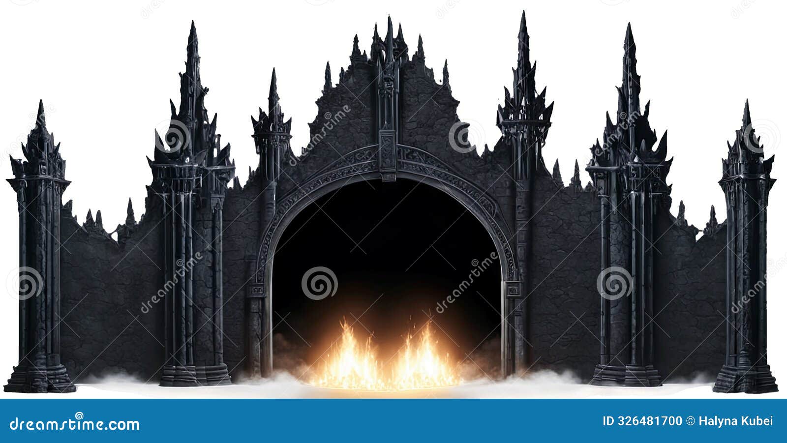 Dark Hell Gate in Fire. Isolated Transparent Background Stock Photo ...