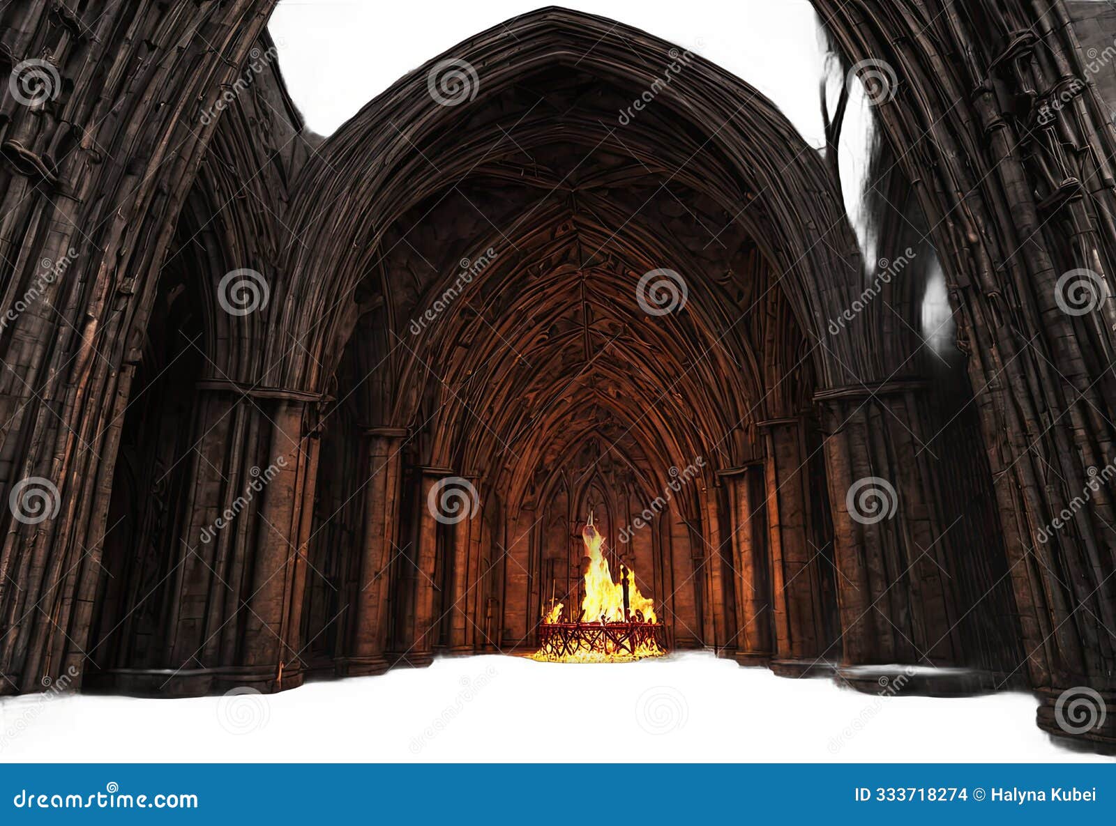 Dark Hell Gate in Fire. Isolated Transparent Background Stock Photo ...