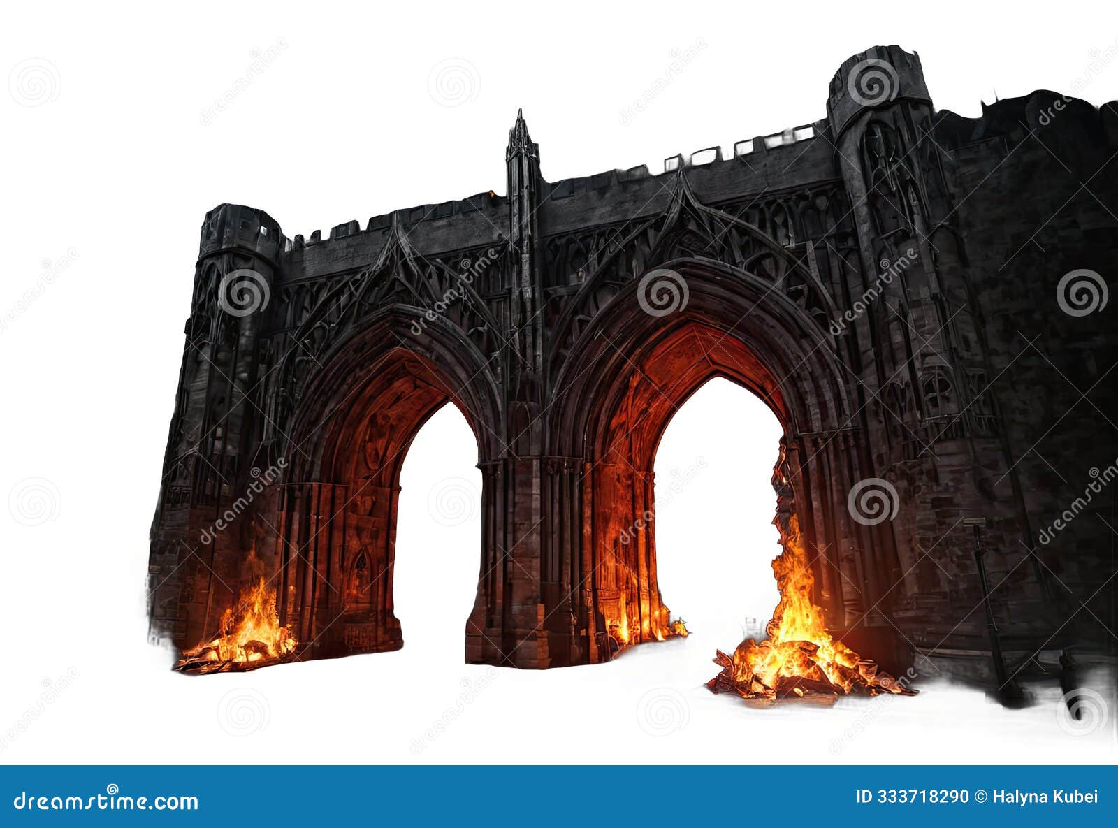 Dark Hell Gate in Fire. Isolated Transparent Background Stock Photo ...