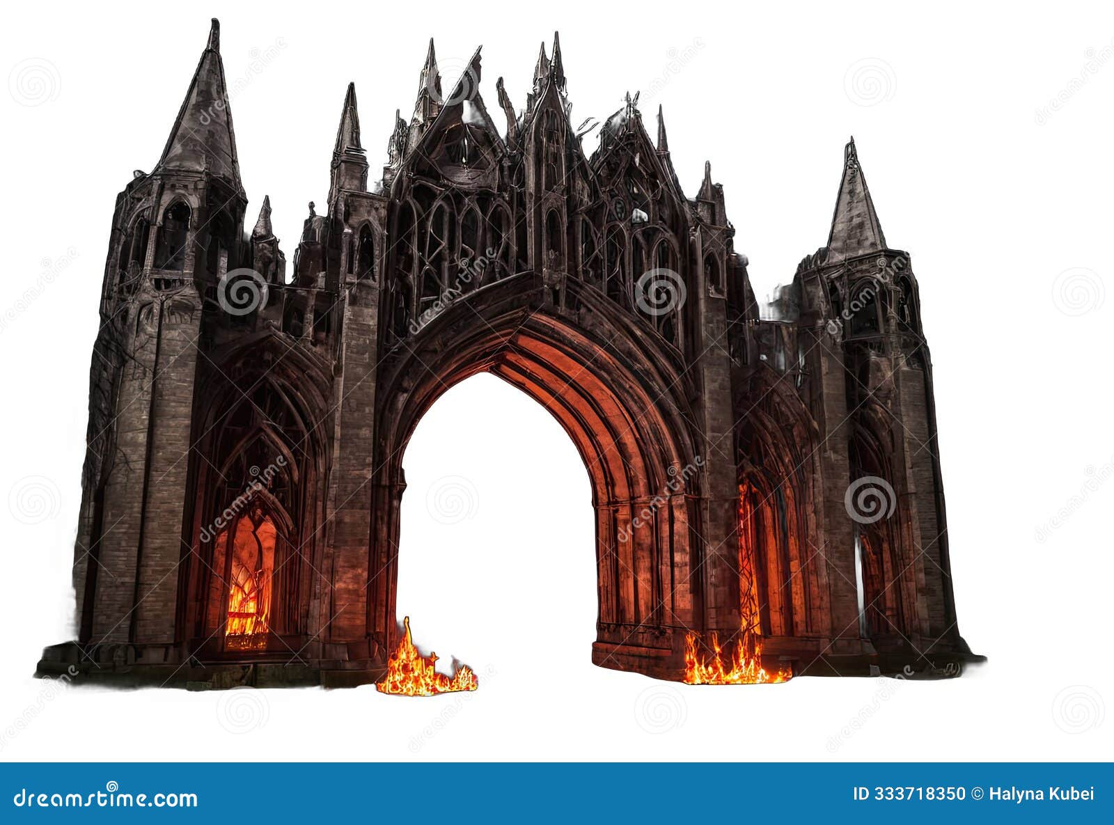 Dark Hell Gate in Fire. Isolated Transparent Background Stock Photo ...