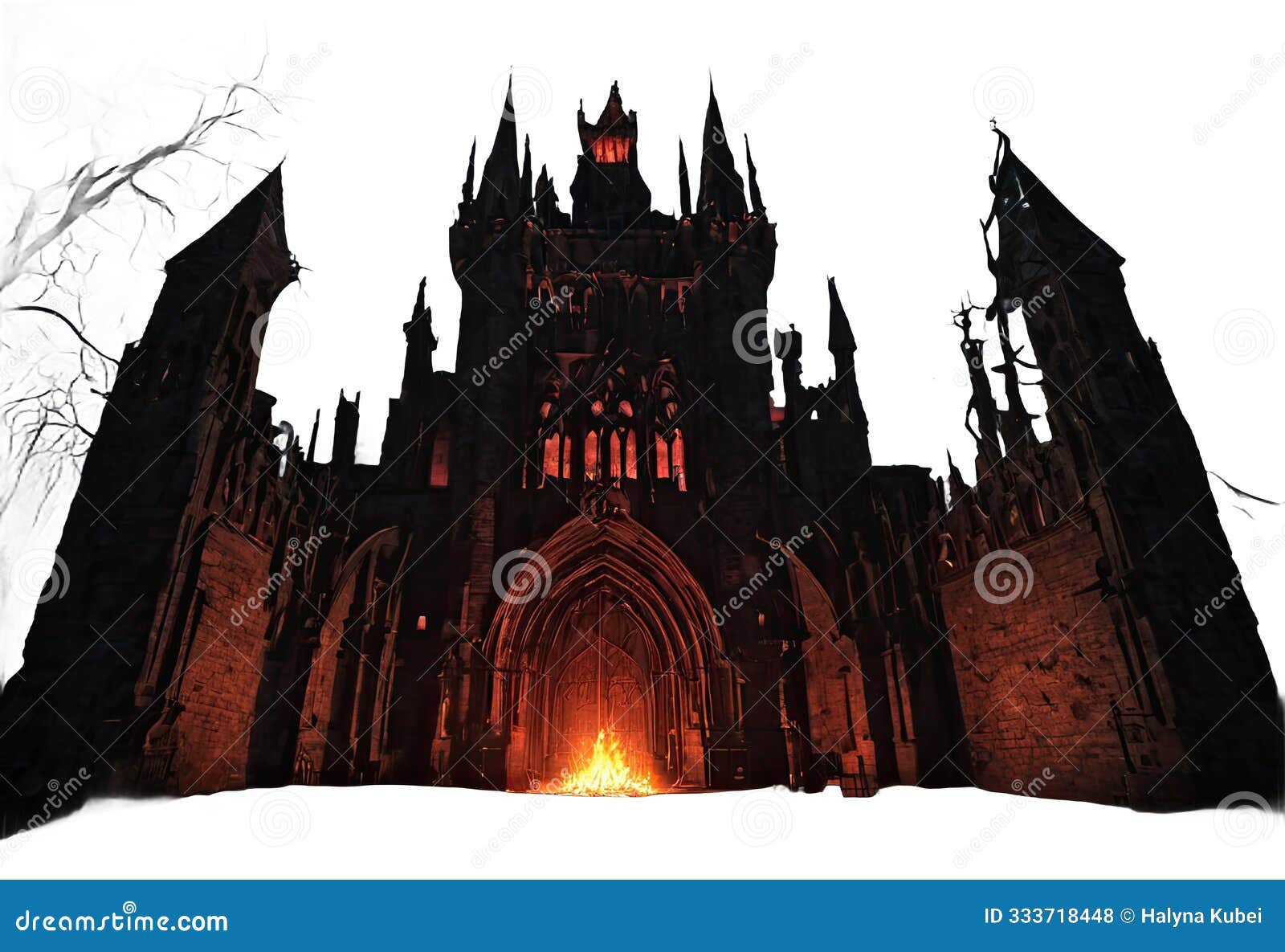 Dark Hell Gate in Fire. Isolated Transparent Background Stock Photo ...