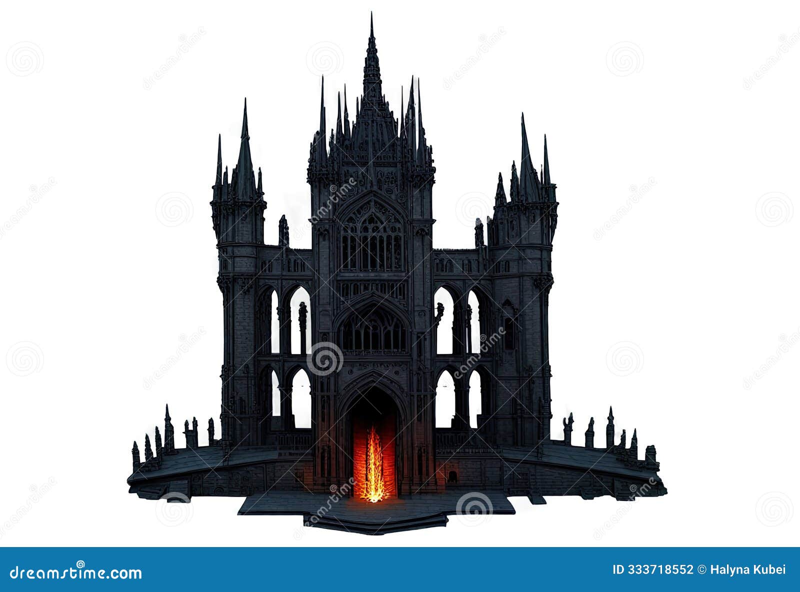 Dark Hell Gate in Fire. Isolated Transparent Background Stock Photo ...