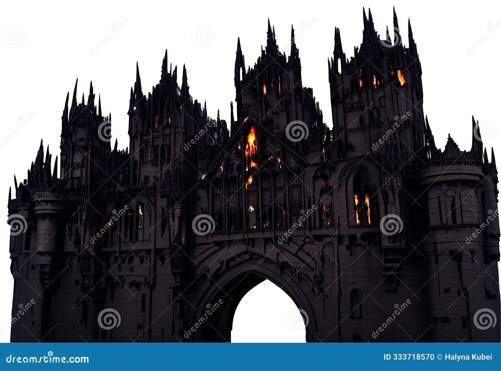 Dark Hell Gate in Fire. Isolated Transparent Background Stock Photo ...