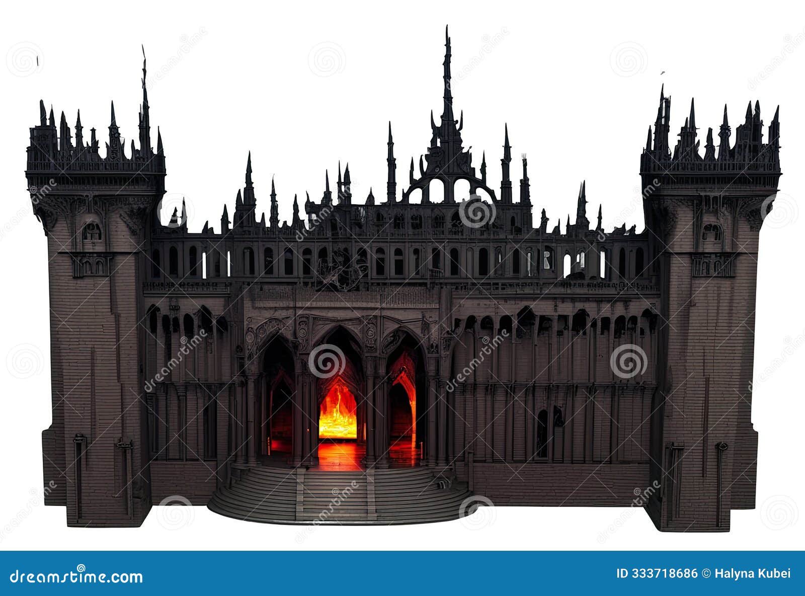 Dark Hell Gate in Fire. Isolated Transparent Background Stock Photo ...